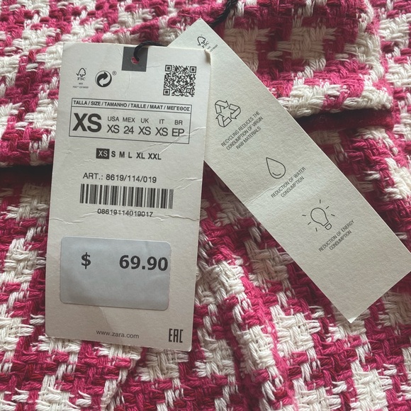 Zara | Skirts | Nwt Zara Textured Weave Houndstooth Skirt Pinkwhite ...